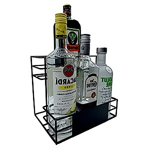 College Instruments Liquor Organizer Coffee Syrup Rack - Premium Wine Bottle Rack, bar Organizer Shelf Holder Syrup Stand Display for dressings, and Cocktail Mixers - 6 Bottle Capacity (Black)