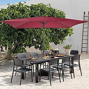COBANA 6.6 x 9.8ft Rectangular Patio Umbrella, Outdoor Table Market Umbrella with Push Button Tilt/Crank, Dark Red