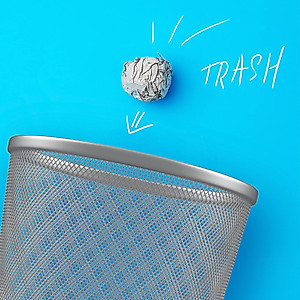 Zuvo Circular Mesh Waste Paper Bin | Lightweight Waste Basket Garbage Can | Metal Trash Bin Ideal for Kitchen Home Office Bin Dorm Room Living Room Desk Bedroom. (1 Silver) (27 X 24 cm)