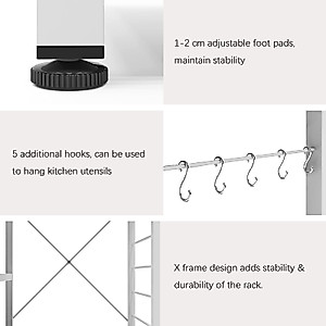 sogesfurniture Kitchen Baker's Rack, Utility Microwave Oven Stand 3-Tier Stand for Kitchen Storage Workstation Shelf, Black