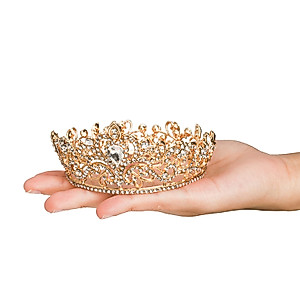 Dicunoy 2 Pack Crowns Tiaras for Little Girls, Vintage Gold Silver Crown Cake Topper, Small Crystal Diamond Princess Crown, Birthday, Prom, Christmas, Halloween Costume Party, Photo Shoot