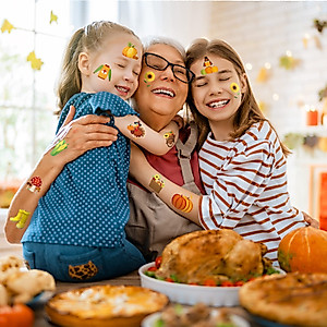 Ferraycle 292 Pcs Fall Temporary Tattoos for Kids Thanksgiving Fake Tattoos Kids Autumn Tattoo Stickers for Kids Pumpkin Turkey Maple Santa Temporary Tattoos for Christmas Teens Theme Party Supplies