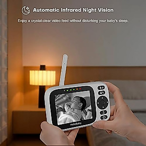 HelloBaby Baby Monitor with 3.2'' IPS Screen - Baby Camera Monitor with Remote Pan-Tilt-Zoom Camera No WiFi, Infrared Night Vision, 1000ft Wireless Connection