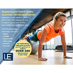 Magnesium Triple Complex Supplement: with Glycinate, Malate, and Citrate. Enhance Sleep and Brain Function Naturally. 90 Capsules