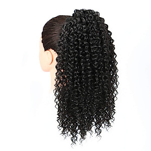 Vigorous Drawstring Curly Ponytail Extension for African Women Short Afro Kinky Ponytail Extension.(1B)