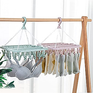 WODMB Multi-Functional 32 Clip Folding Clothes Dryer Hanger Children Clothes Dryer Socks Underwear Drying Rack ( Color : Gray )