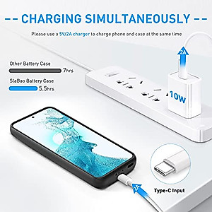SlaBao Galaxy S22 Battery Case 4800mAh, Kickstand & Dual Device Charging Case, Rechargeable Backup Charger Case for Samsung Galaxy S22 5g(6.1") Black