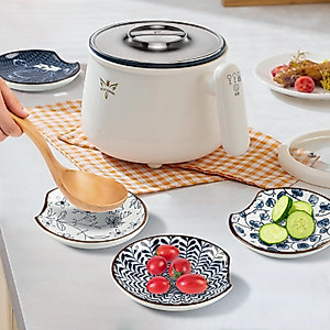 Spoon Rest for Stove Top 4.8", 4 Pcs Spoon Holder Ceramic Spoon Rest for Kitchen Counter Dining-Table, Heat Resistance Kitchen Spoon Utensil Rest for Coffee Spoons,Ladles,Tongs,Spatula