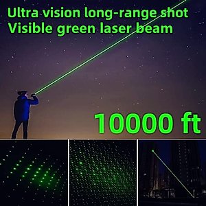 AULKERY Green Laser Pointer High Power, Strong Laser Pointer High Power, 10000 Feet Long Range Laser Pointer with Star Cap for Projecto Presentations