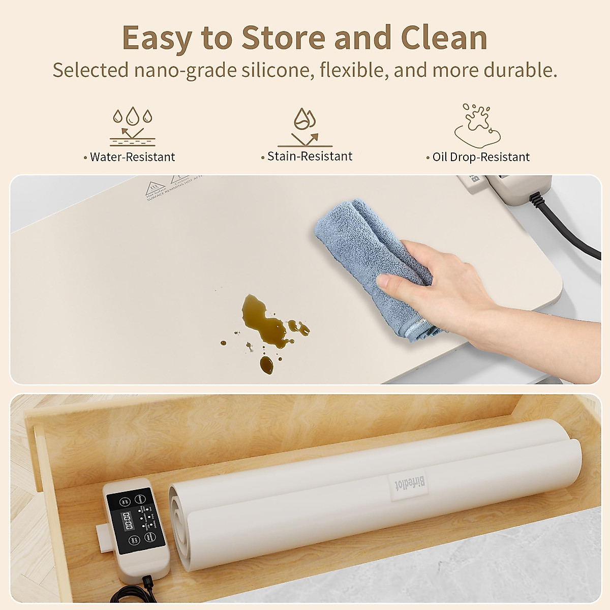 Food Warming Mat - Warming Trays for Buffets Party, Silicone Electric Heating Tray Roll Up, Electric Food Warmers for Parties 3 Modes