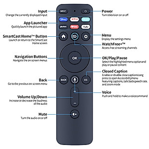 XRT260 Replacement Voice Remote Control for Vizio V-Series M-Series P-Series 4K HDR Smart TV，Compatible with Vizio TV V435-J01 V505-J01 M43Q6-J04 M50Q6-J01 M50Q7-J01 P65Q9-J01 P75Q9-J01 P85QX-J01