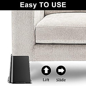 Stance Tuning USA Square Bed Risers 4 Inch Heavy Duty，4 Pack Home Furniture Risers Support up to 5,000 LBS，Furniture Lifter Risers for Dorm Bed, Couch, Table, Bed Frame, Tables, Black Bed Stilts