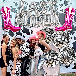 KatchOn, 15 pcs Last Rodeo Balloons Set - Silver, Disco Ball, Cowgirl Boots - Bridal Shower, Wedding, Birthday Decorations