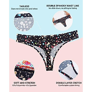 UGDUCK Seamless Thongs for Women, No Show Panties Breathable Seamless Sexy Thongs Underwear for Women 6 Pack Multicolor