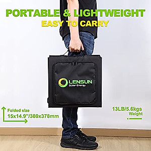 Lensun 200W 12V Portable Solar Panel Blanket with Standard Connectors for Solar Generator Power Station, Lightweight Ultra-Thin only 5.2 kgs/11.4 lbs