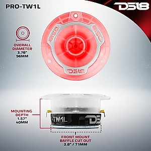 DS18 PRO-TW1L 3.8" RGB Aluminum Super Bullet Tweeter - 1" Voice Coil, Polycarbonate Body and Bullet, 400W Max, 200W RMS, 4 Ohms, Built in Crossover - PRO Tweeters are The Best - 2 Speakers