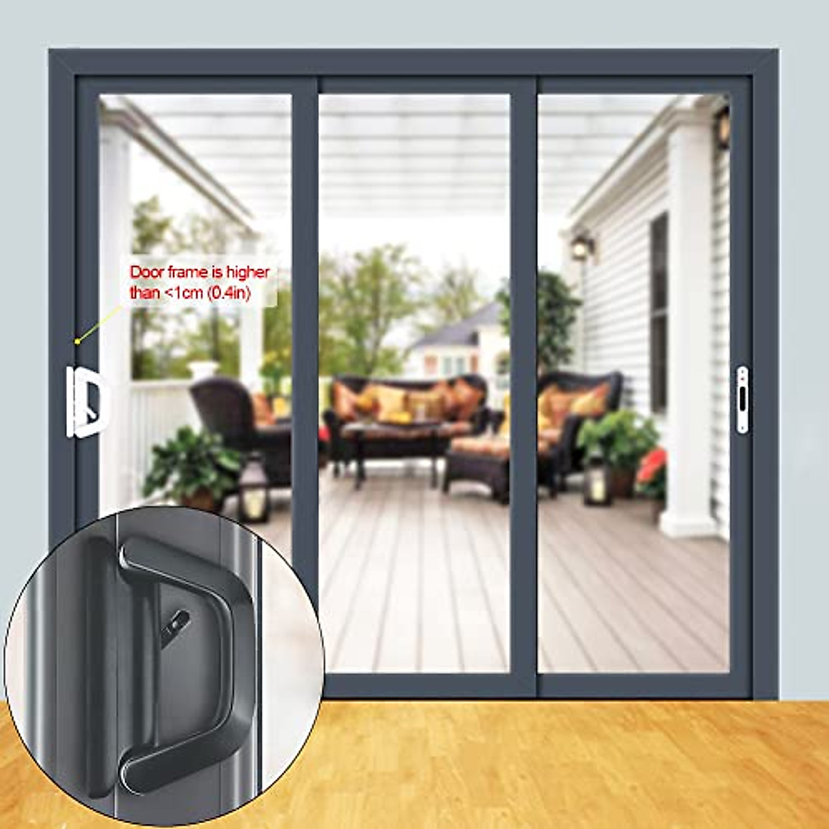 Sliding Patio Door Handle Set with Mortise Lock, Suitable for Sliding Glass Patio Door Thickness from 0.75in to 1.4in, 4-15/16" Screw Holes, Lock Outside, Reversible Design, Non-Keyed, White