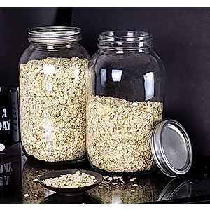 3 Pack Mason Jars 64 oz Wide Mouth with Lid and Band, Half Gallon, Airtight Lids , Clear, Glass (Set of 3)