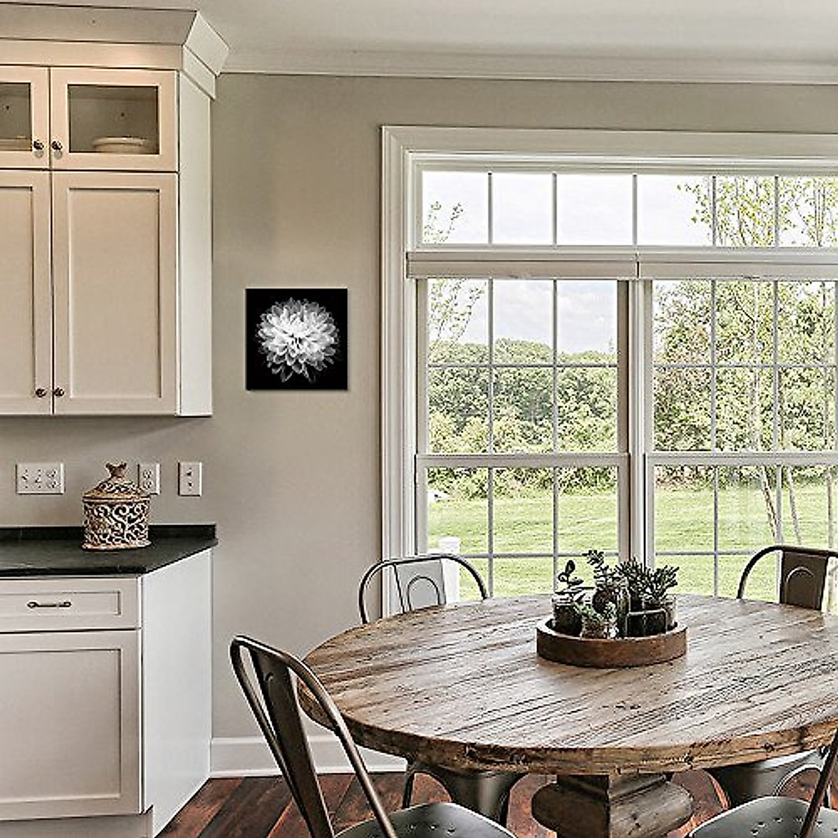 SUMGAR Black and White Wall Art for Bedroom Modern Plant Flower Canvas Paintings Floral Pictures Nuture Botanical Artwork,12x12 in