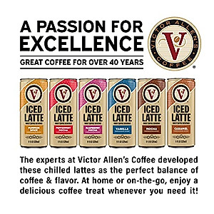 Victor Allen's Coffee Mocha Iced Canned Coffee Latte, 8oz Cans (12 Pack)