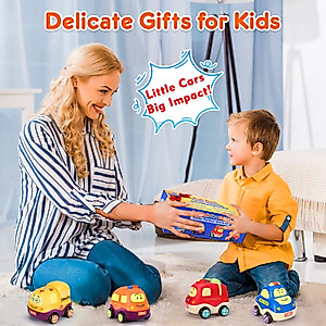 Baby Toy Cars for 1 2 3 Year Old Boys Girls Pull Back Car Cartoon Truck Toys for Toddler 1-3 School Bus Police Car Fire Engine Baby Toy 12-18 Months Xmas Gifts for 1 2 3 Year Old Boy Girl Outdoor Toys