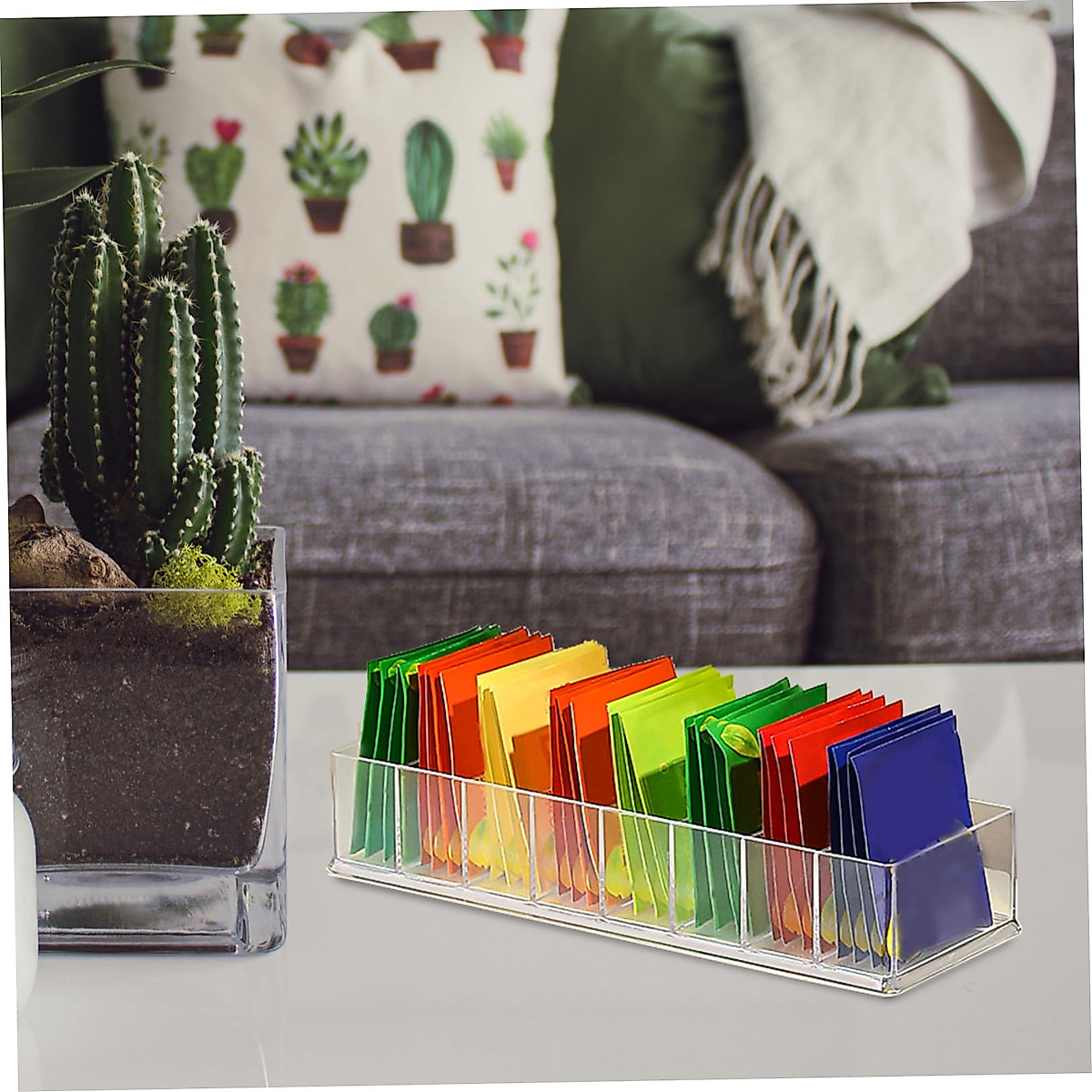 RORPOIR Tea Bag Organizer for Tea Bags Multi-grid Storage Box View Sturdy Plastic Tea Accessory for Household Coffee Organizer