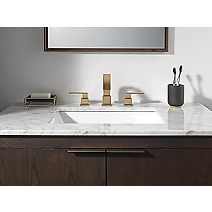 Delta Faucet Vero Widespread Bathroom Faucet 3 Hole, Gold Bathroom Faucet, Bathroom Sink Faucet, Metal Drain Assembly, Champagne Bronze 3553LF-CZ