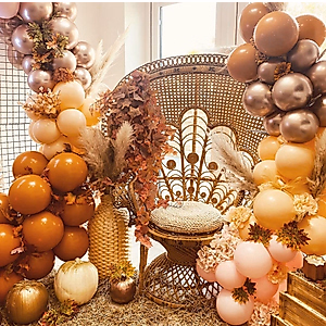 Burnt Orange Balloons Garland Arch Kit - Double Stuffed Matte Orange Cream Peach Apricot Terracotta Latex Balloon Different Sizes 18 12 10 5In Fall Ballon for Baby Shower Gender Reveal Party Holiday