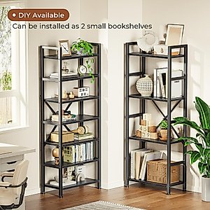 SUPERJARE Triple 5 Tier Bookshelf, Bookcase with 14 Open Display Shelves, Ladder Bookshelf, Wide Book Shelf Book Case with Steel Frame, Wood Board, for Home & Office, Dark Brown