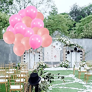 Elecrainbow 5 Inch 100 Pieces Quality Latex Mini Small Pink Balloons,Pink Party Supplies for Baby Girl Shower Birthday Wedding Bachelorette Sweet Sixteen Engagement Decorations