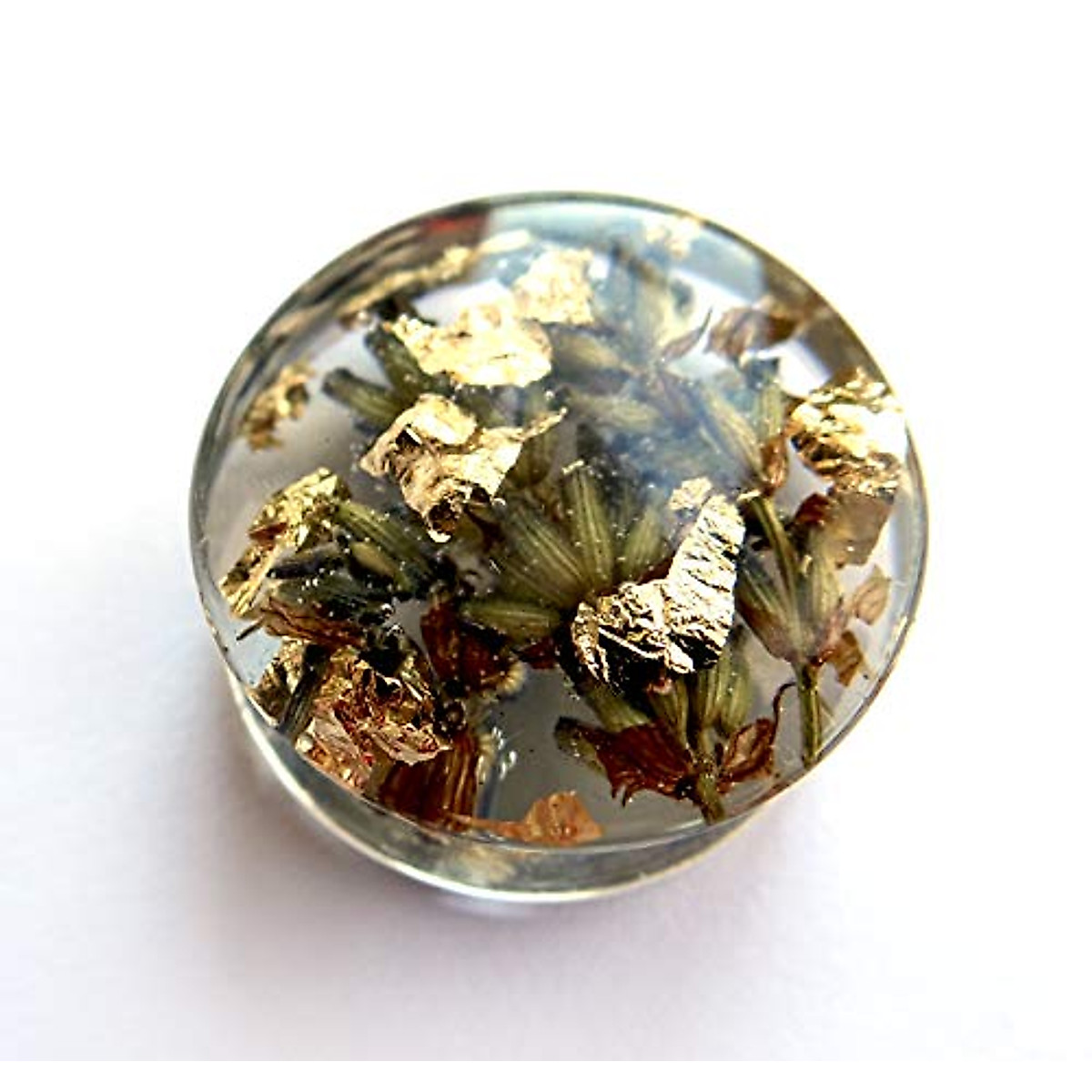 Eternity31 Lavender bridal plugs jewelry gold wedding gauges real flower plugs ear tunnels floral plugs (40mm / 1 9/16" / Pair)