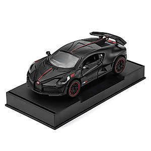 Bugatti Divo Diecast Metal Model Cars for Boy Toys Age 3-12 Pull Back Vehicles with Music Doors and Hood Can Be Opened(Black)