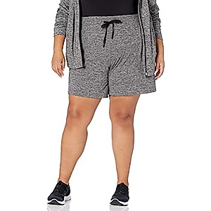 Amazon Essentials Women's Brushed Tech Stretch Short (Available in Plus Size), Dark Grey Space Dye, Medium