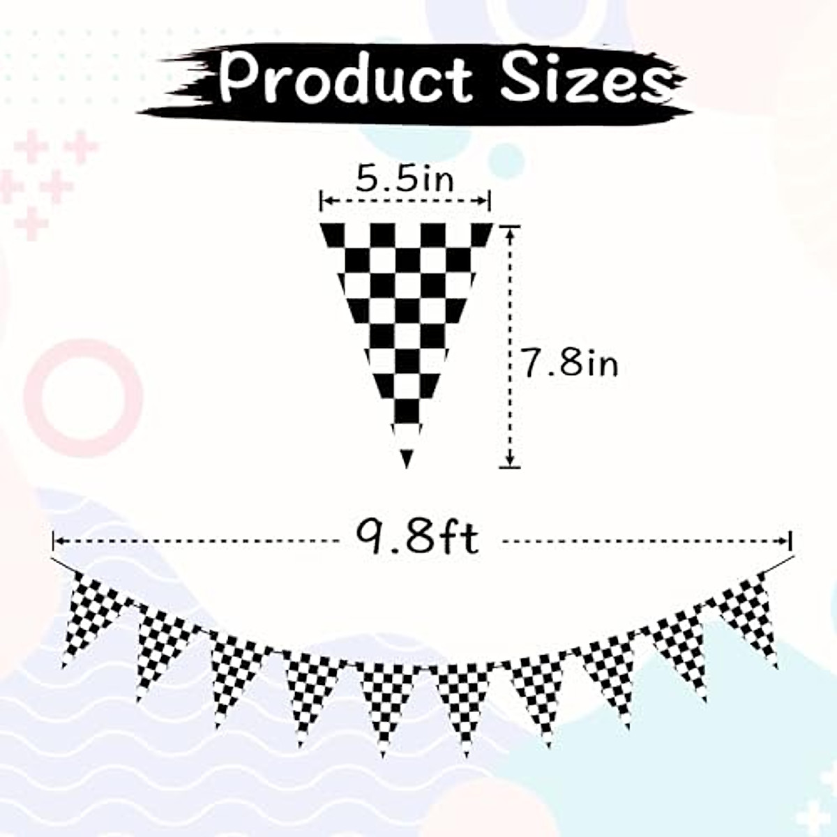 VILIFEVER 2 Pieces Black and White Checkered Flags Banner, Double Sided Checkered Pennant Banner for Racing Party Decorations Race Car Baby Shower Birthday Party Supplies