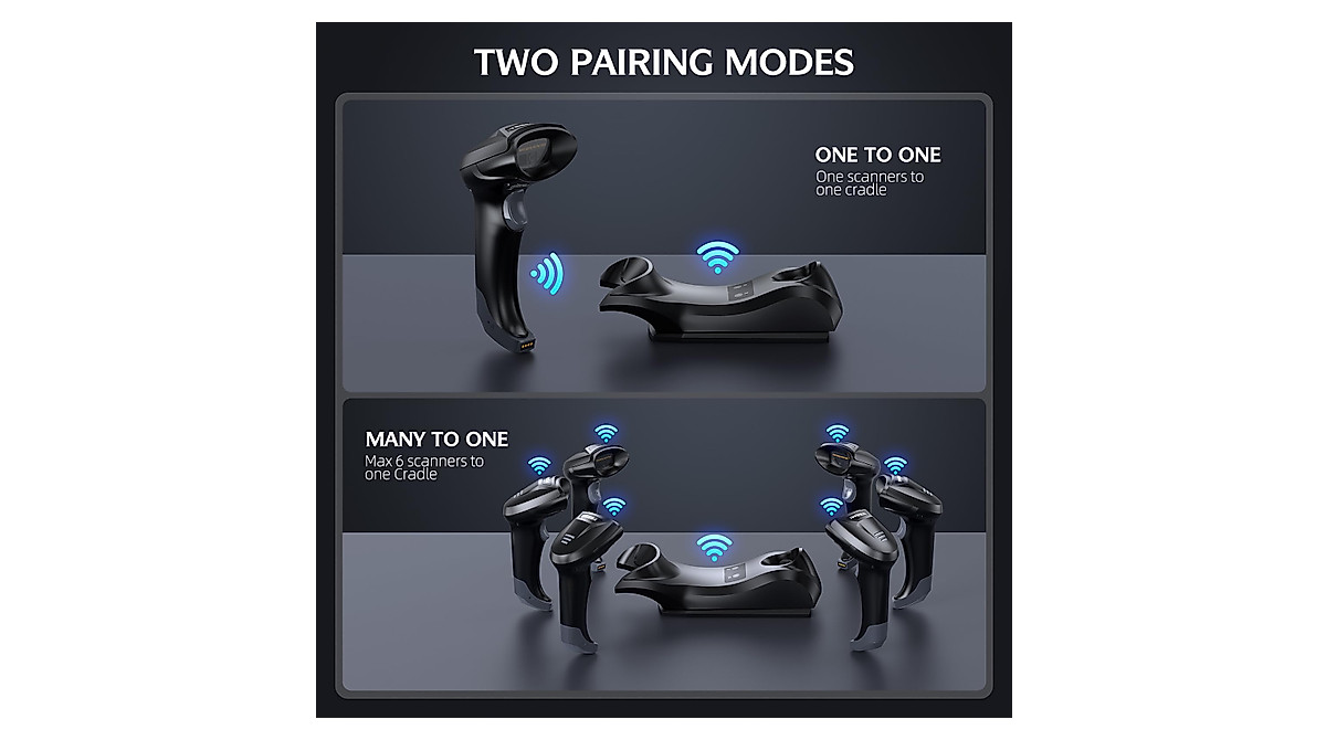 TEEMI Bluetooth 5.0 Barcode Scanner - Long Range Wireless & Fast