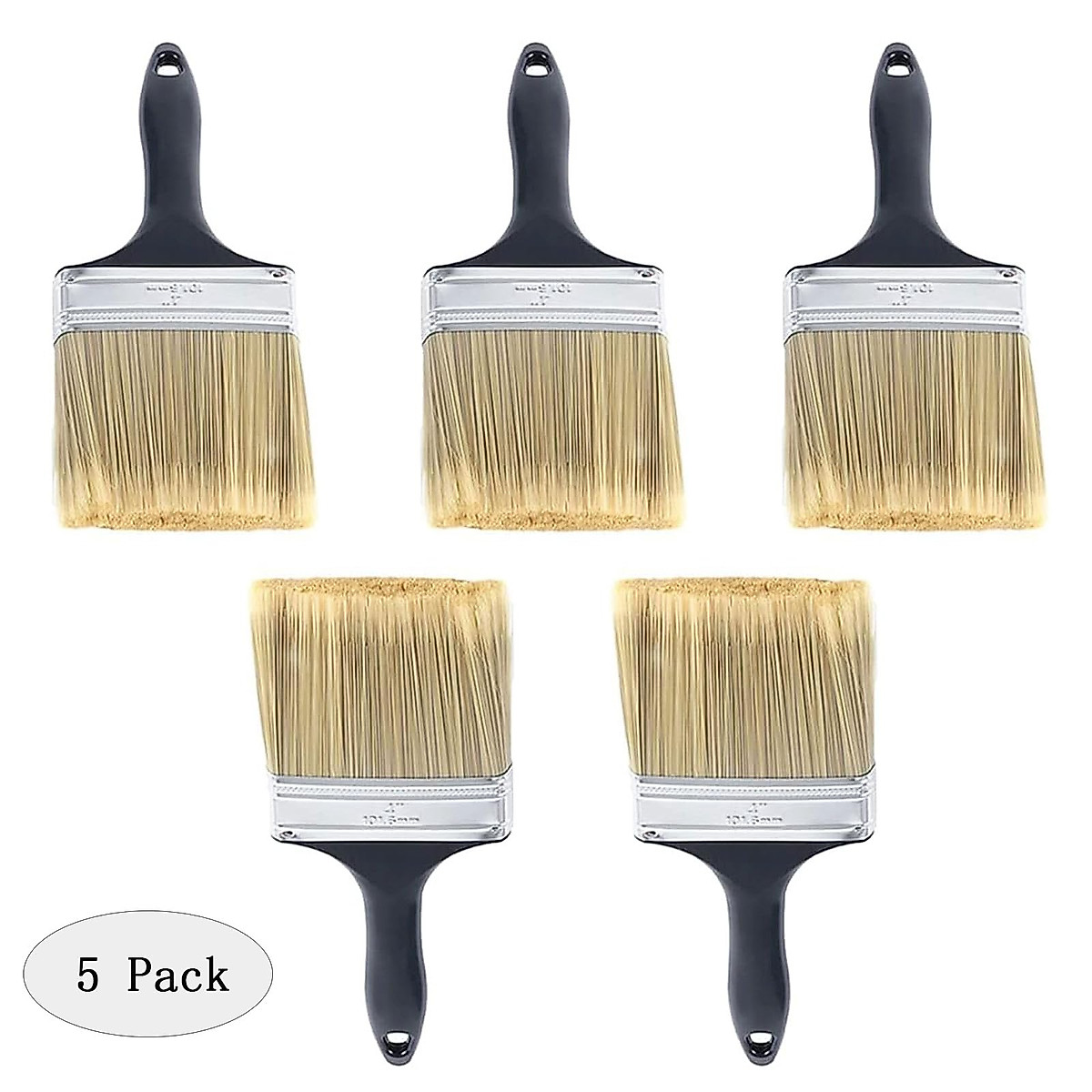 5 Pieces 4 Inch Paint Brushes,Flat Painting Brush Tool with Treated Plastic Handle for Home Furniture DIY Paint,Wood Cabinet,Fences,Deck and Wall Trim