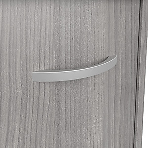 Bush Business Furniture BBF Conference Tables Office Storage Cabinet with Doors and Electric Fireplace, Platinum Gray