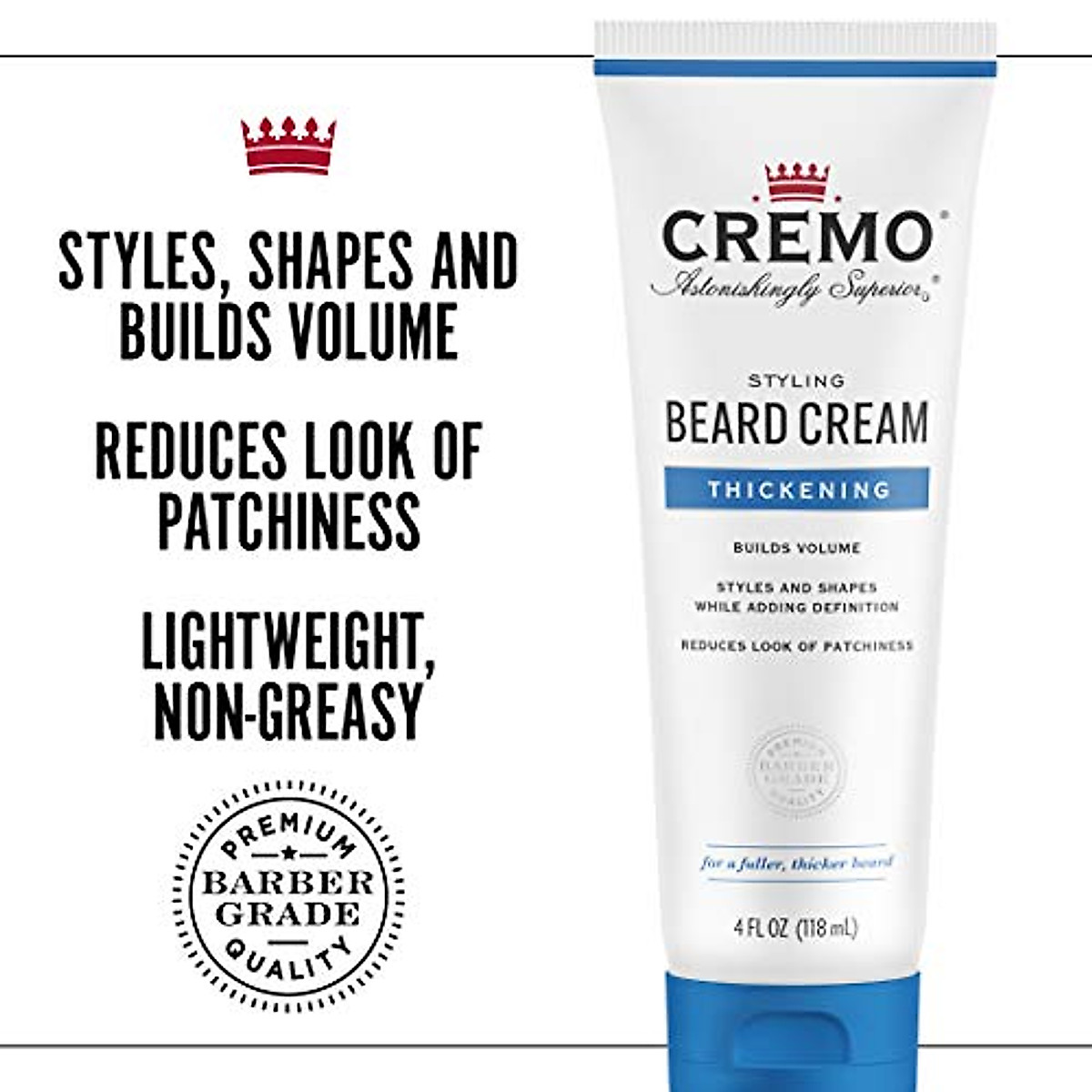 Cremo Styling Beard Cream, Thickening, 4 Fl Oz