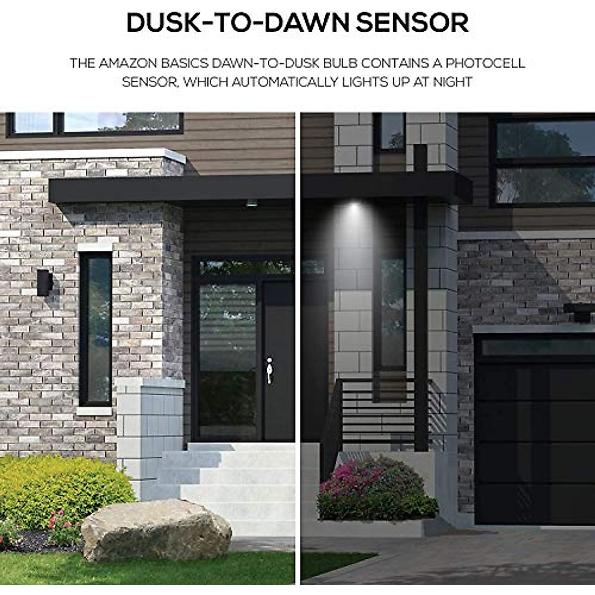 Amazon Basics A19 Dusk to Dawn Sensor LED Light Bulb, 60 Watt Equivalent, Energy Efficient 9W, E26 Standard Base, Soft White 2700K, Non-Dimmable, 10,000 Hour Lifetime , 6-Pack