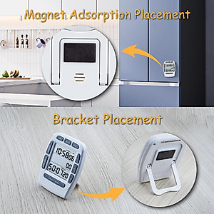 Jayron JR-KT001 Digital Timer Large LCD 3 Channel Countdown Timer,Kitchen Timer,Count Down Count Up Timer Cooking Timer Reset Clock Alarm Loud Strong Magnet Bracket for Kids Elderly (White)
