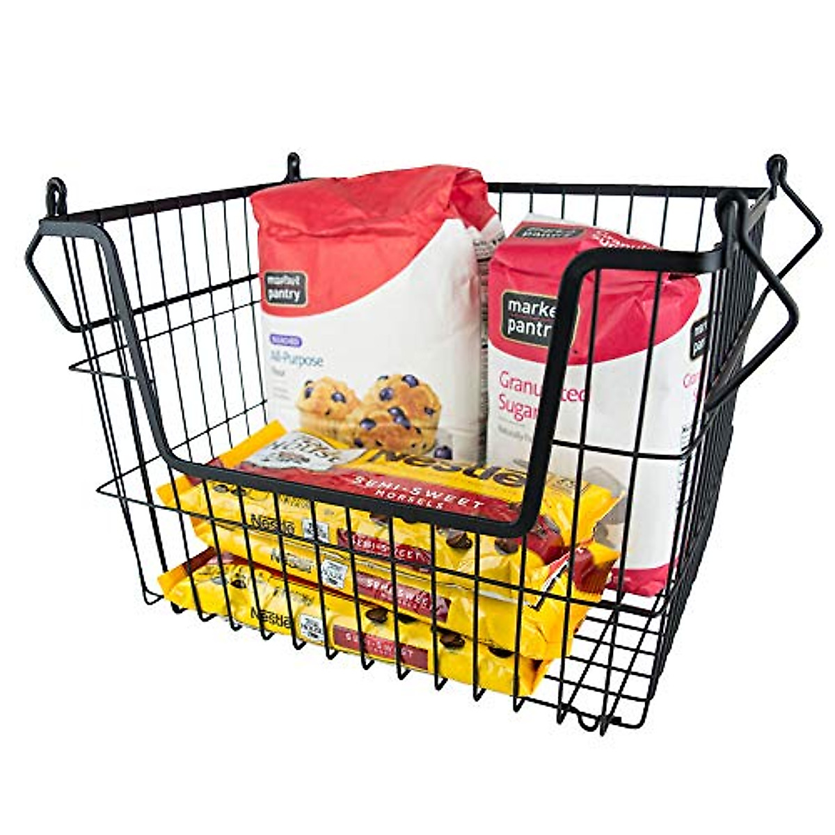 DII Metal Wire Mesh Stackable Utility Storage Bin, Medium Rectangle, 13x11x9", Black