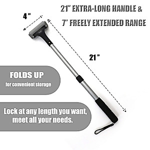 EASACE Lotion Applicator for Back & Body, Long Handle 21.5inch Adjustable Lotion Roller with 2 Replacement Roller for Back self(Silver)