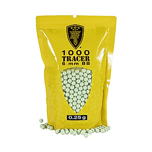 Elite Force Tracer BBS Glow-in-The-Dark Premium 6mm Airsoft BBS Ammo, 1000 Count, 0.25 Gram, One Size