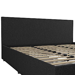 Novogratz Kelly Bed with Storage, King, Dark Gray Linen