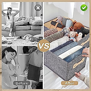 SOYOTA Stackable Storage Bins with 4 Pack ，Foldable Storage Containers Closet Organizer Set, Fabric Storage Boxes with Handles, Cube Linen Baskets for Home Bedroom Closet Office Nursery (P4)