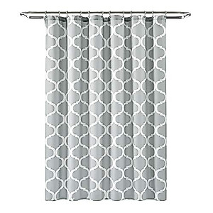 Lush Decor Washable and Durable, 72" x 72" Bathroom Shower Curtain with Bold Trellis Print on Soft Gray Fabric, Light