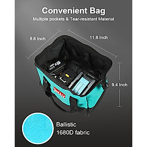 2-Pack 18V 6000mAh Battery Replacement for Makita 18V Battery Kit and Charger with Tool Bag Included Compatible with Makita BL1830B BL1840B BL1850B BL1860B，More