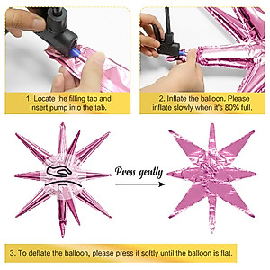 Star Foil Mylar Balloons Pink Party Decorations 6 Cone Spike Explosion Star Balloons 22 Inch Large Starburst Balloons Party Supplies for Wedding Christmas Birthday Bachelorette Mean Girl Party