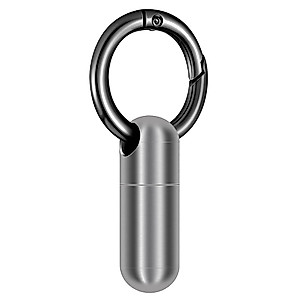 1 Pack Micro Keychain Pill Holder, Portable Mini Size Titanium Alloy Pill Box Case, Waterproof & Lightweight Keychain Pill Container for Emergency Outdoor Travel Camping