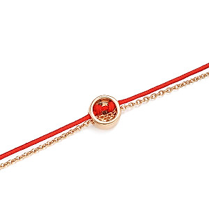 CHOW SANG SANG 18K Red Gold Round-Plated Carat (G-H Color, SI Clarity) Diamond Red Thread Bracelet for Women 87070B (Rose Gold, 7.4 Inches, (19 CM))